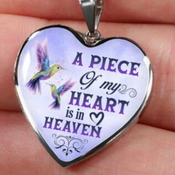 Jewelry | Pieceof My Heart Is In Heaven Memorial Necklace Hummingbirds ...